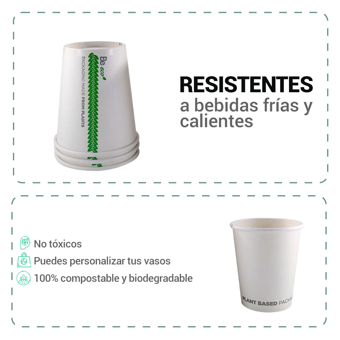 Vasos compostables: ¡disfruta todas tus bebidas! - 8oz / 1.000 unidades ...